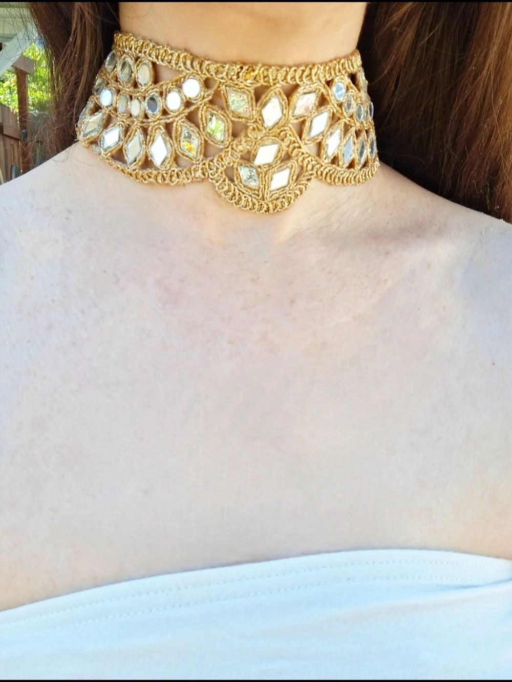 Hand Crafted | Jewelry | Handmade Boho Mirror Statement Choker Necklace ...